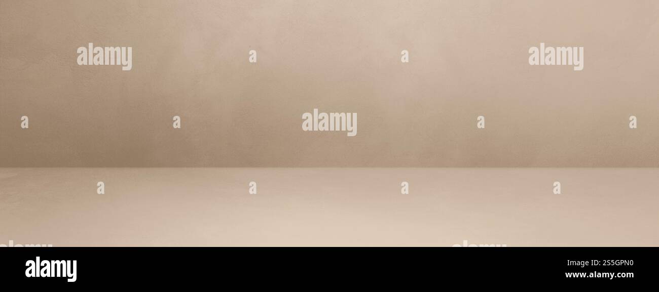 beige concrete interior background. Empty template scene. Horizontal ...