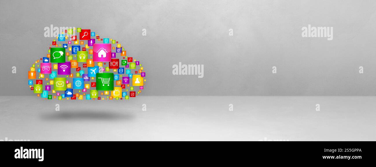 Cloud Computing symbol made of apps icons. Isolated on white background ...
