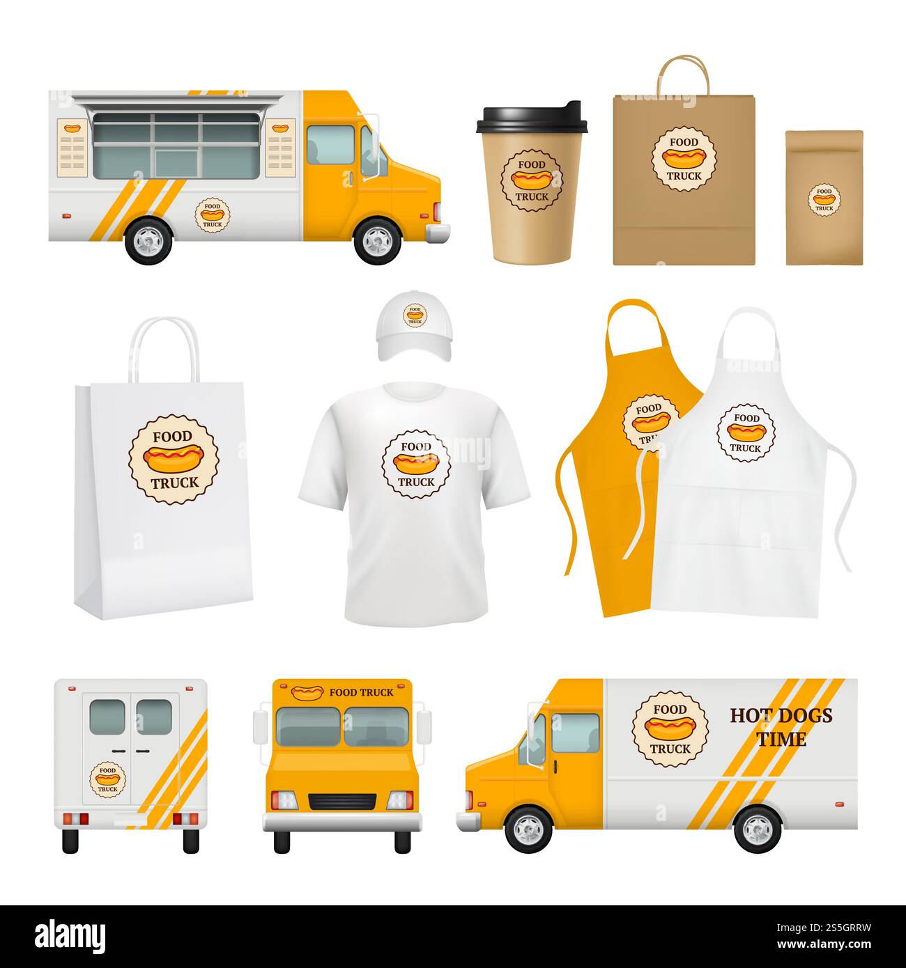 Food truck identity. Fast catering business tools for mobile restaurant ...