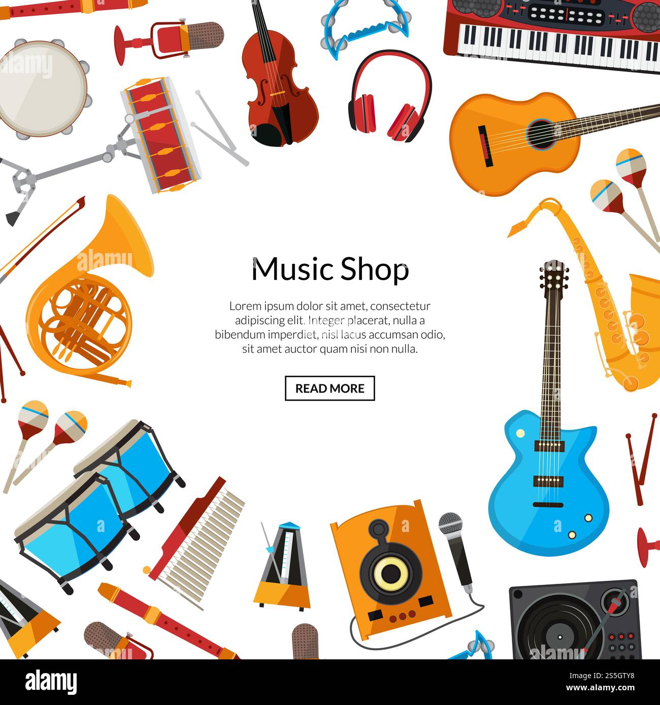 Vector cartoon musical instruments background with place for text ...