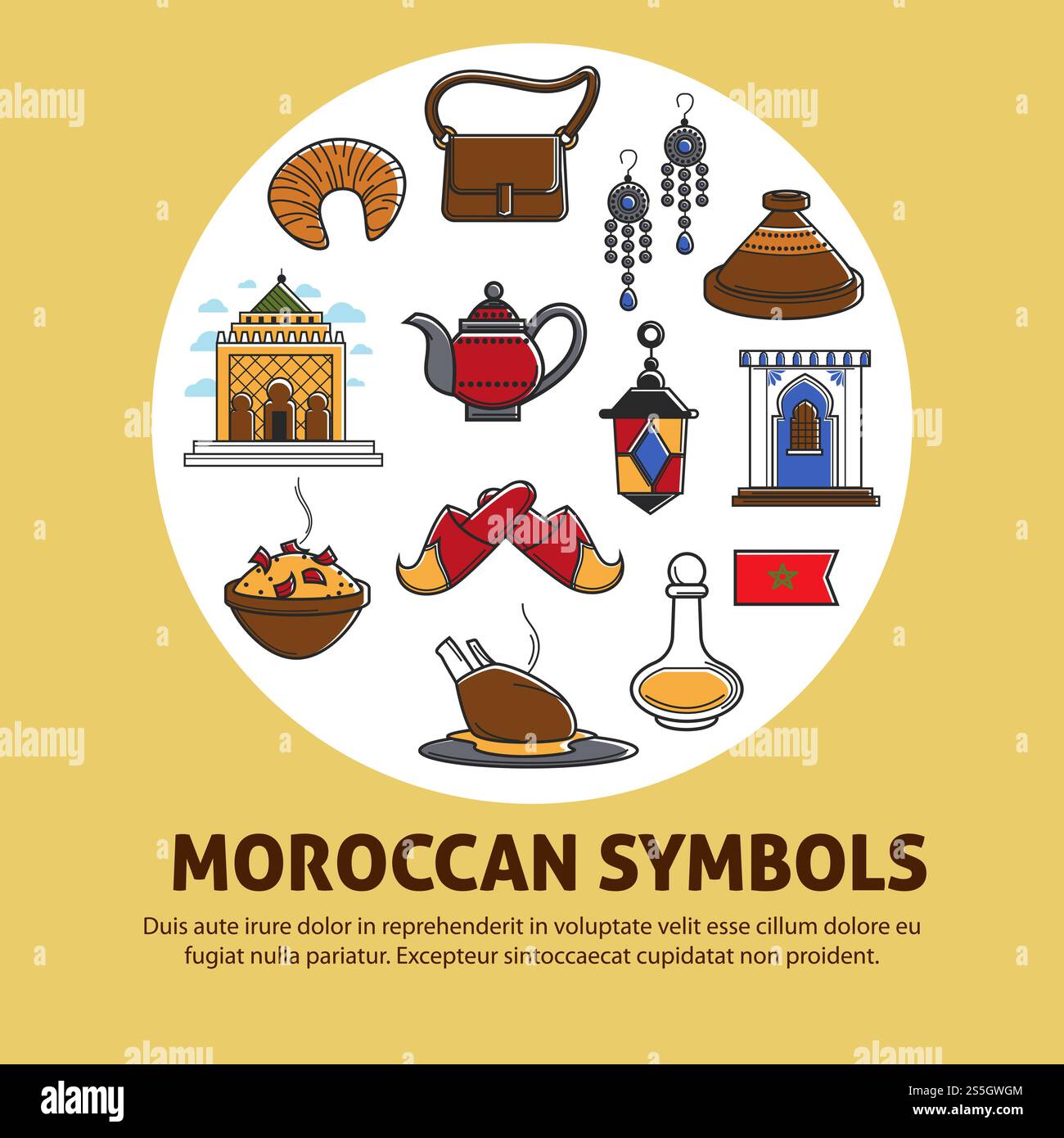 Moroccan symbols promo poster with cultural elements and sample text ...