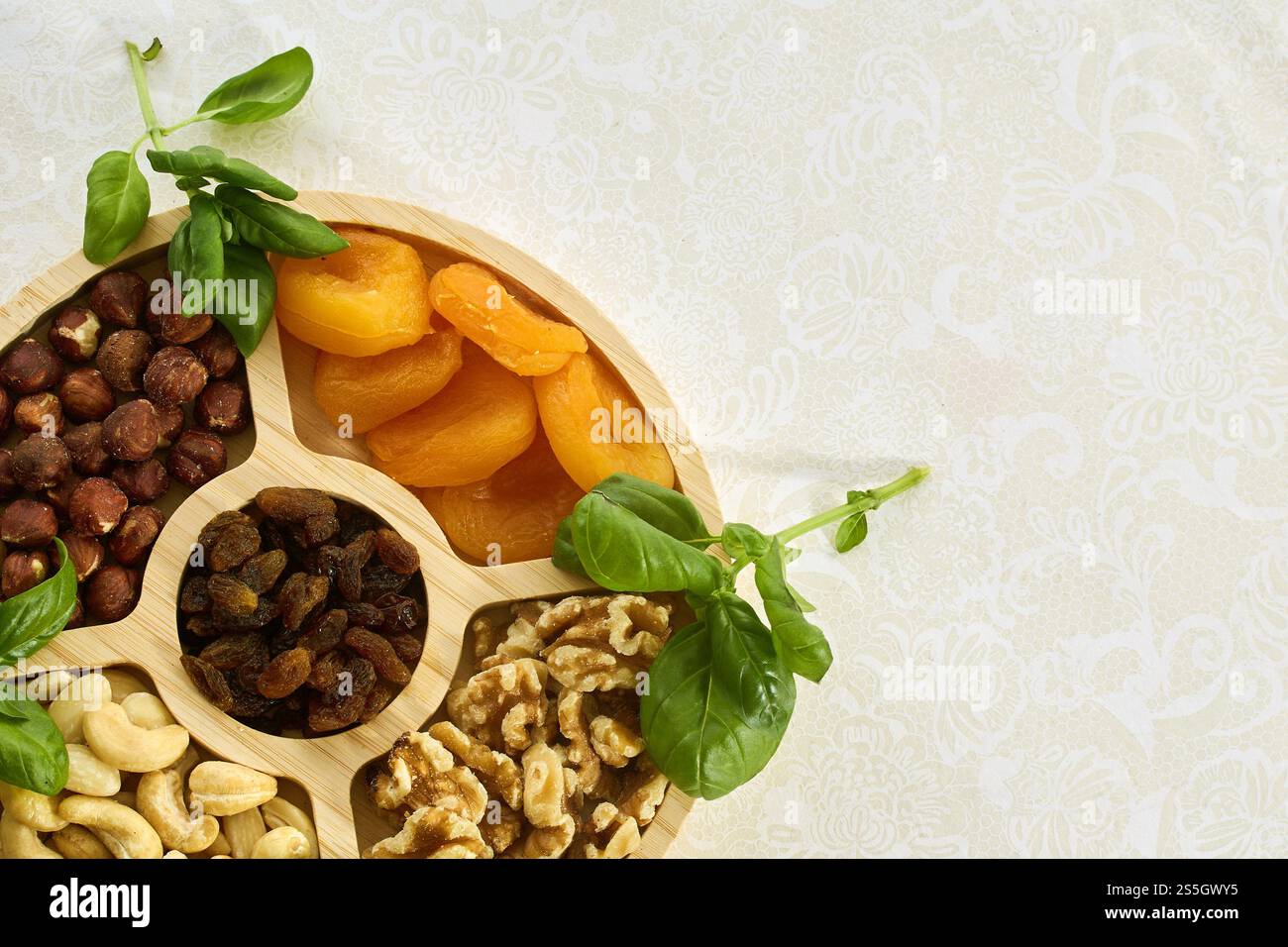 Concept of the Jewish holiday Tu Bishvat. Dried Fruits and Nuts ...