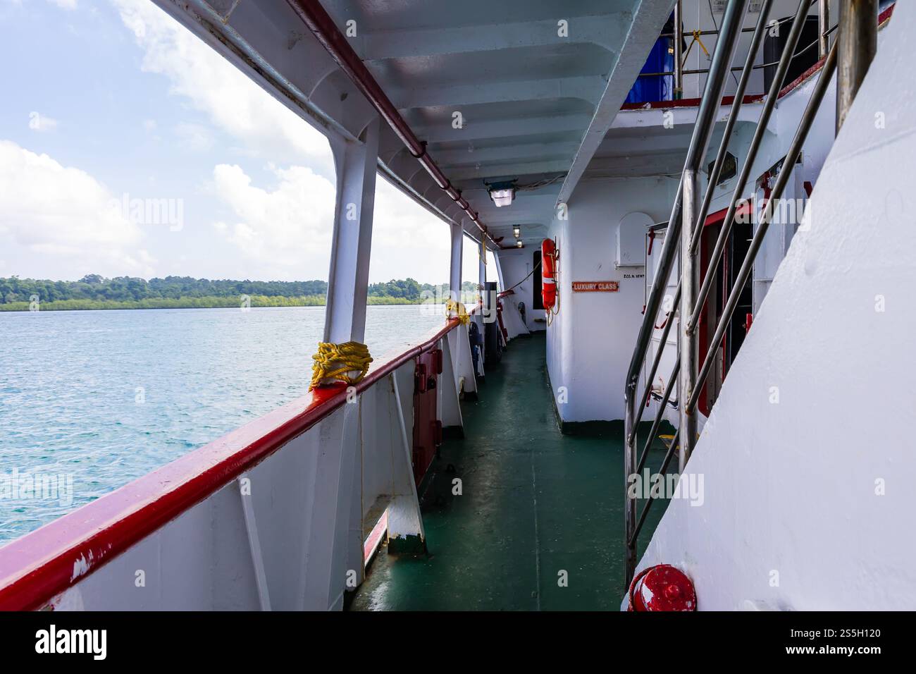 ship's observation gallery with serene sea view in daylight Stock Photo ...