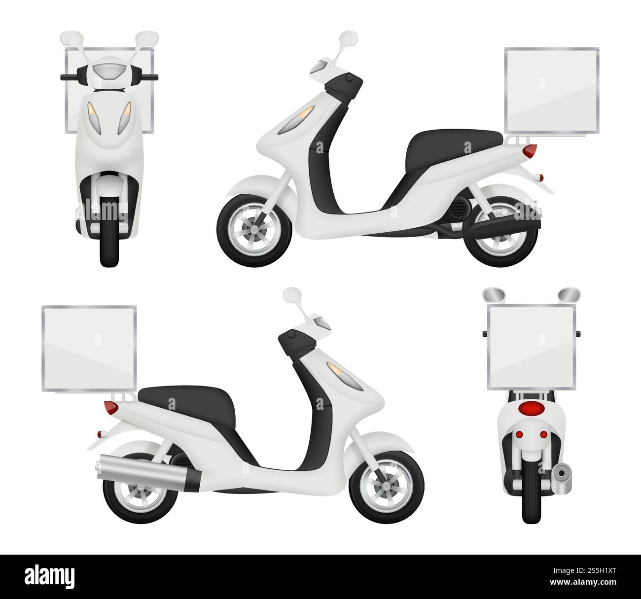 Moto bike realistic. Views of scooter for delivery service auto top ...