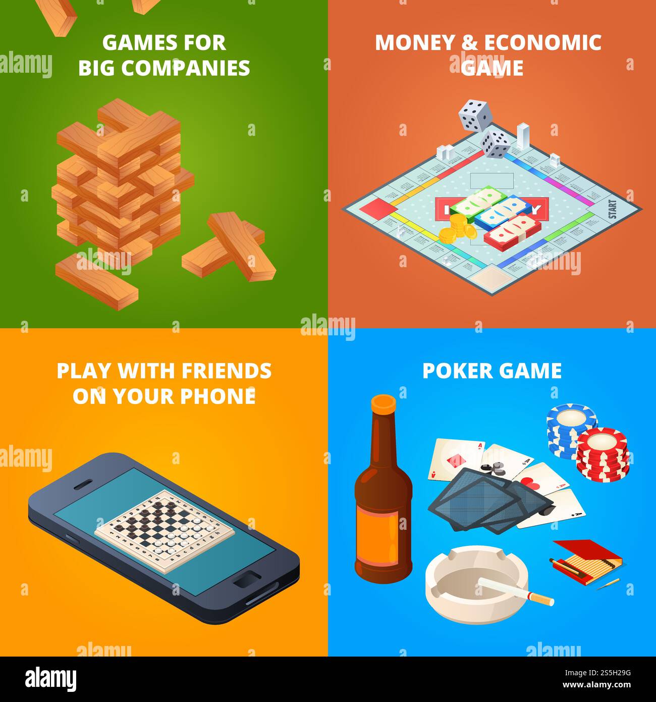Concept of board games. Checkers, chess and other games. Vector ...
