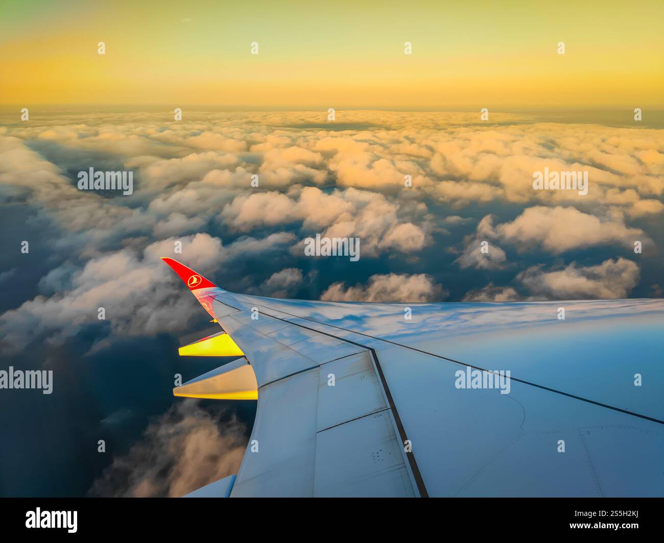 Istanbul, Turkey - 01 14 2025. The view from Turkish airlines airplane ...
