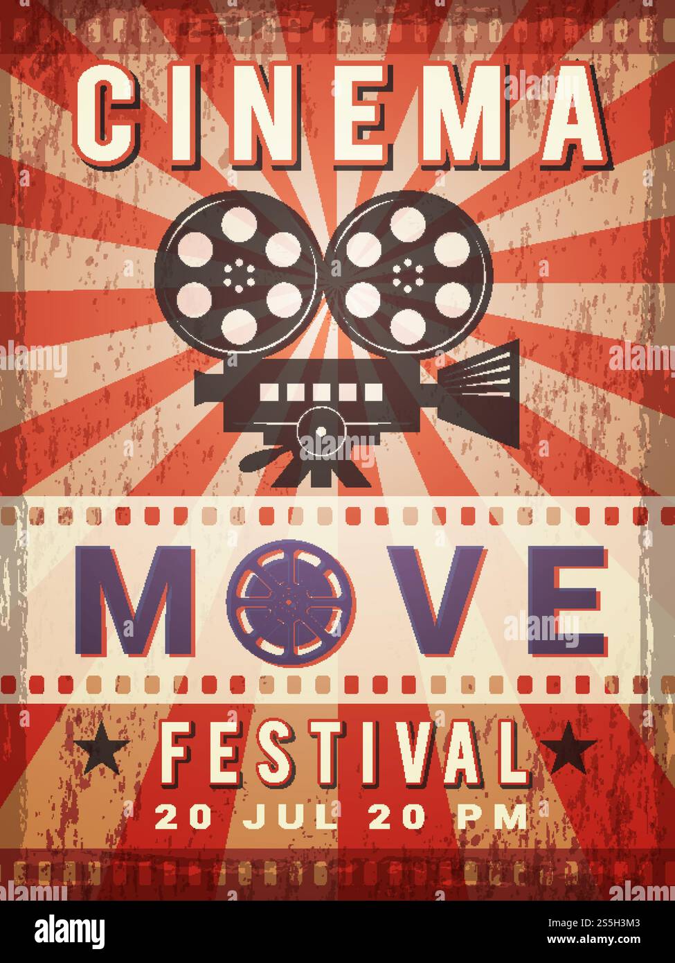 Cinema poster. Vintage design template of video and cinema production ...