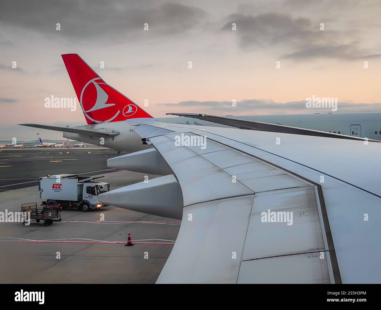 Istanbul, Turkey - 01 14 2025. The view from the Turkish airlines ...