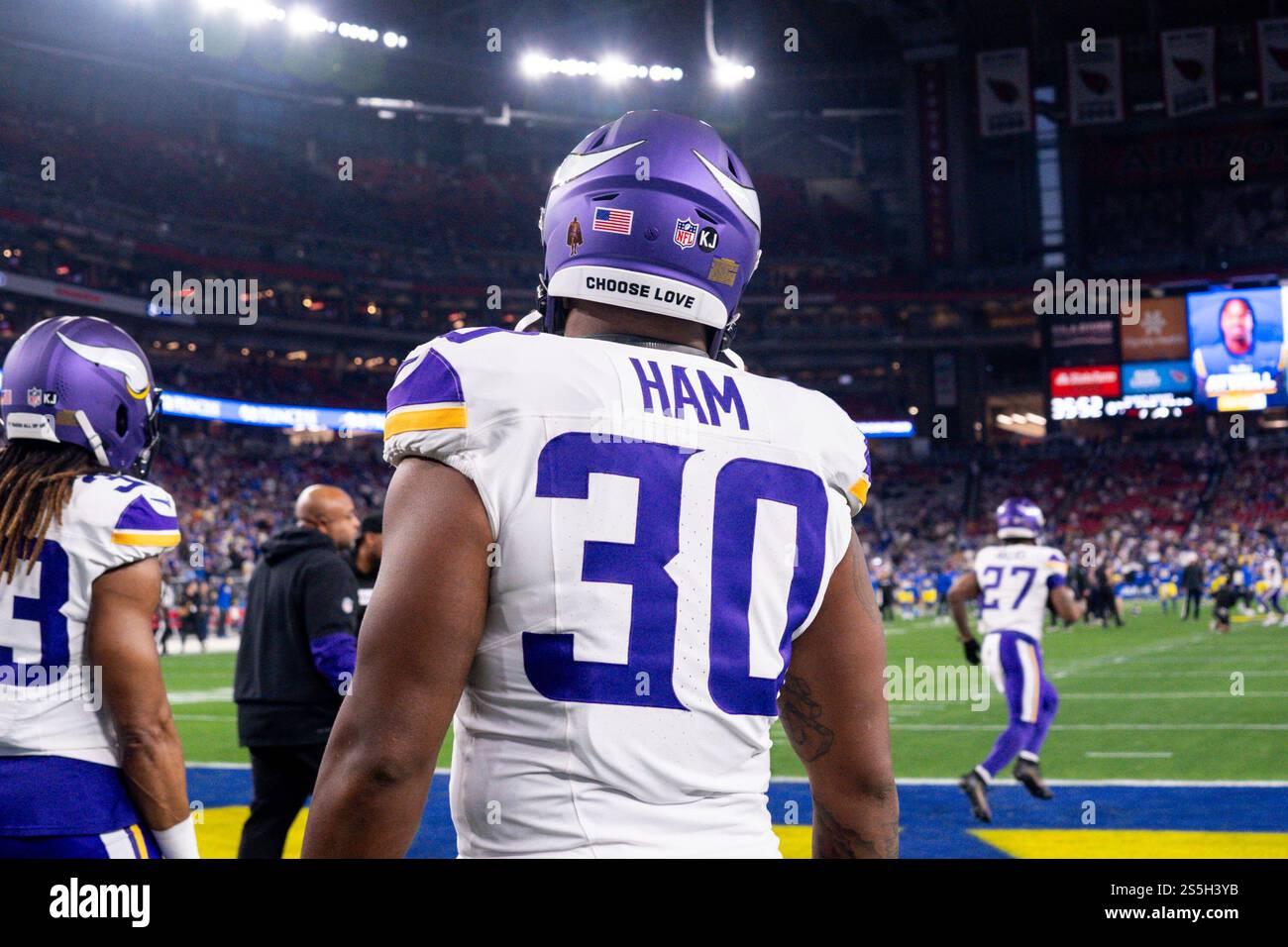 Minnesota Vikings fullback C.J. Ham (30) before an NFL football game ...