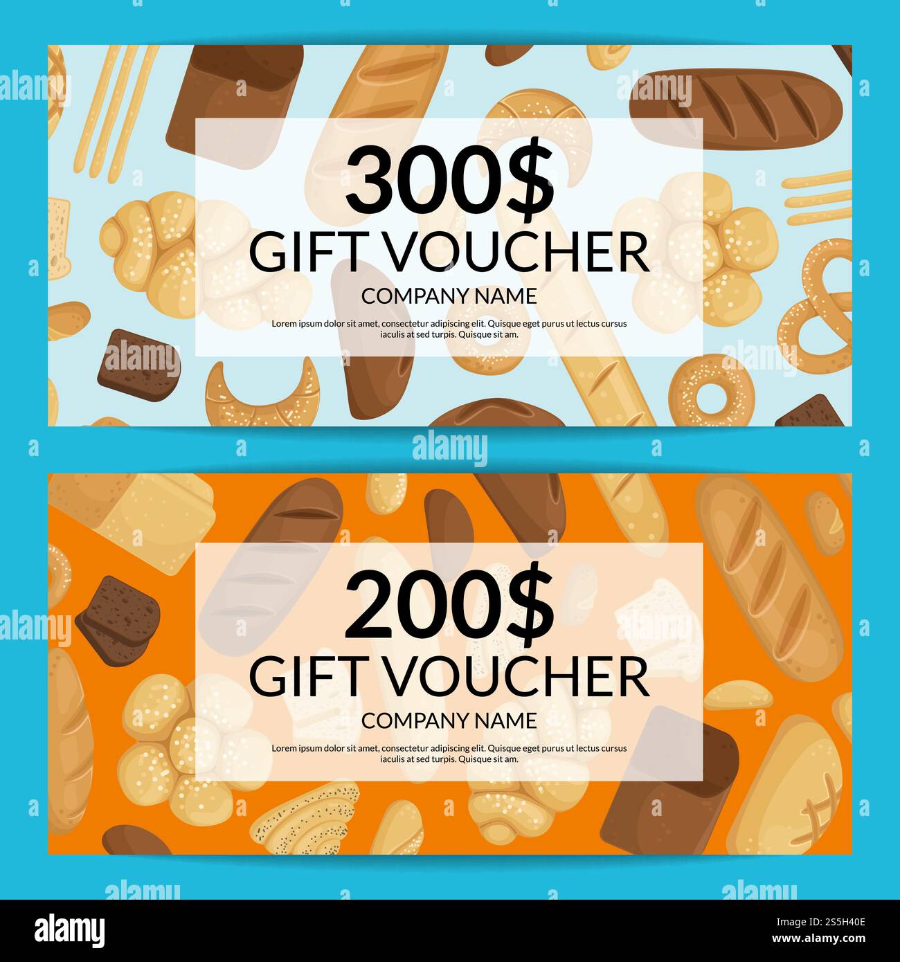 Vector cartoon bakery elements discount or gift voucher templates ...