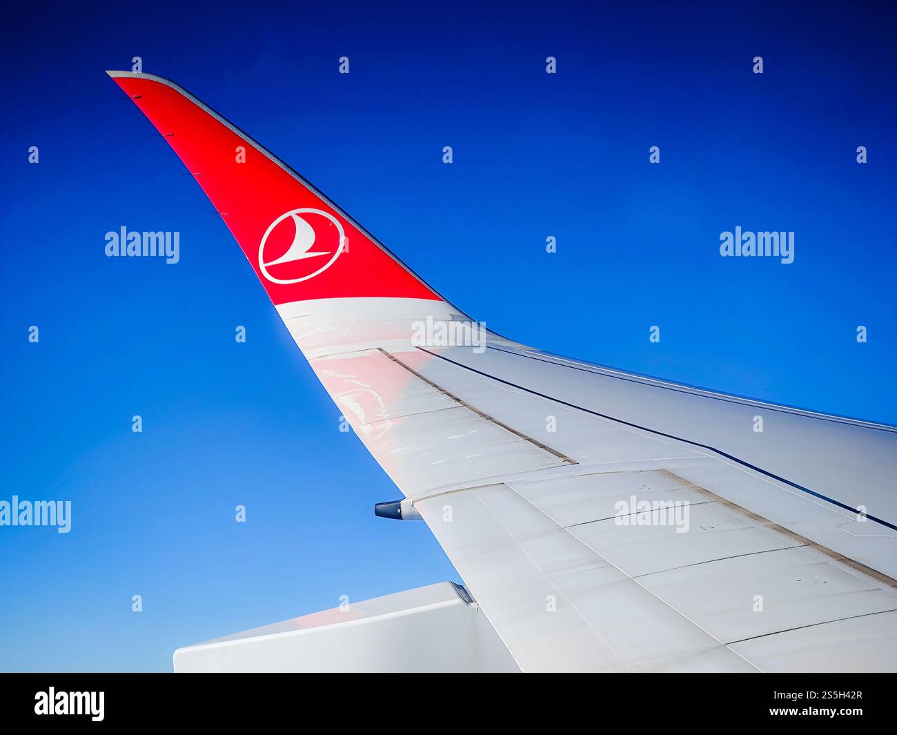Istanbul, Turkey - 01 14 2025. The view from the Turkish airlines ...