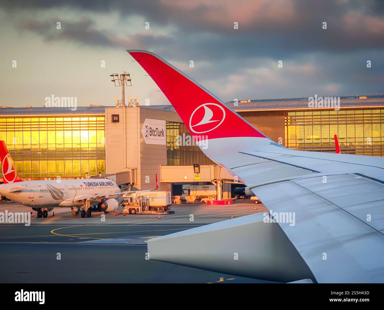 Istanbul, Turkey - 01 14 2025. The view from the Turkish airlines ...