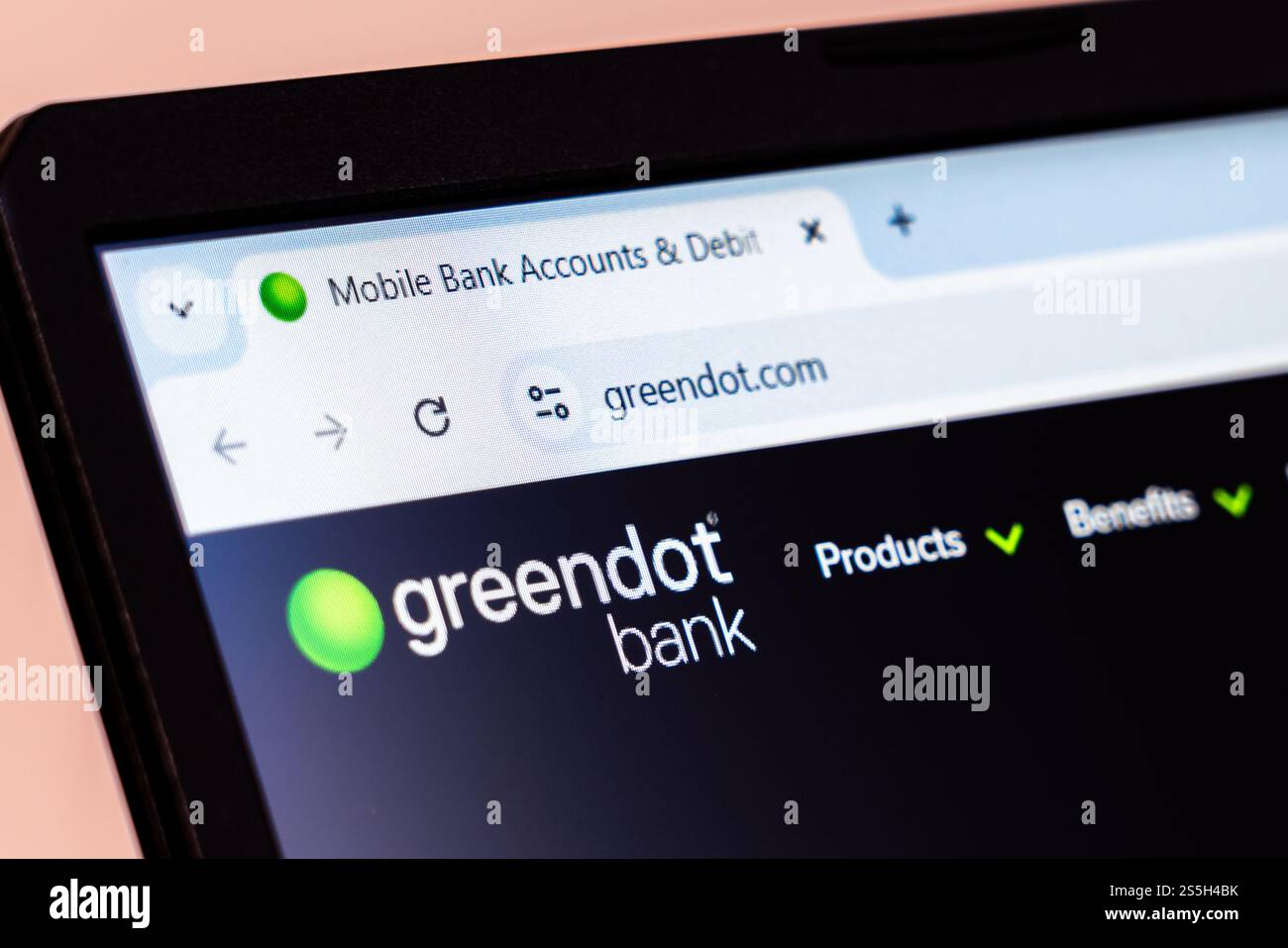 New York, USA - January 10, 2025: Green Dot Bank online banking and ...