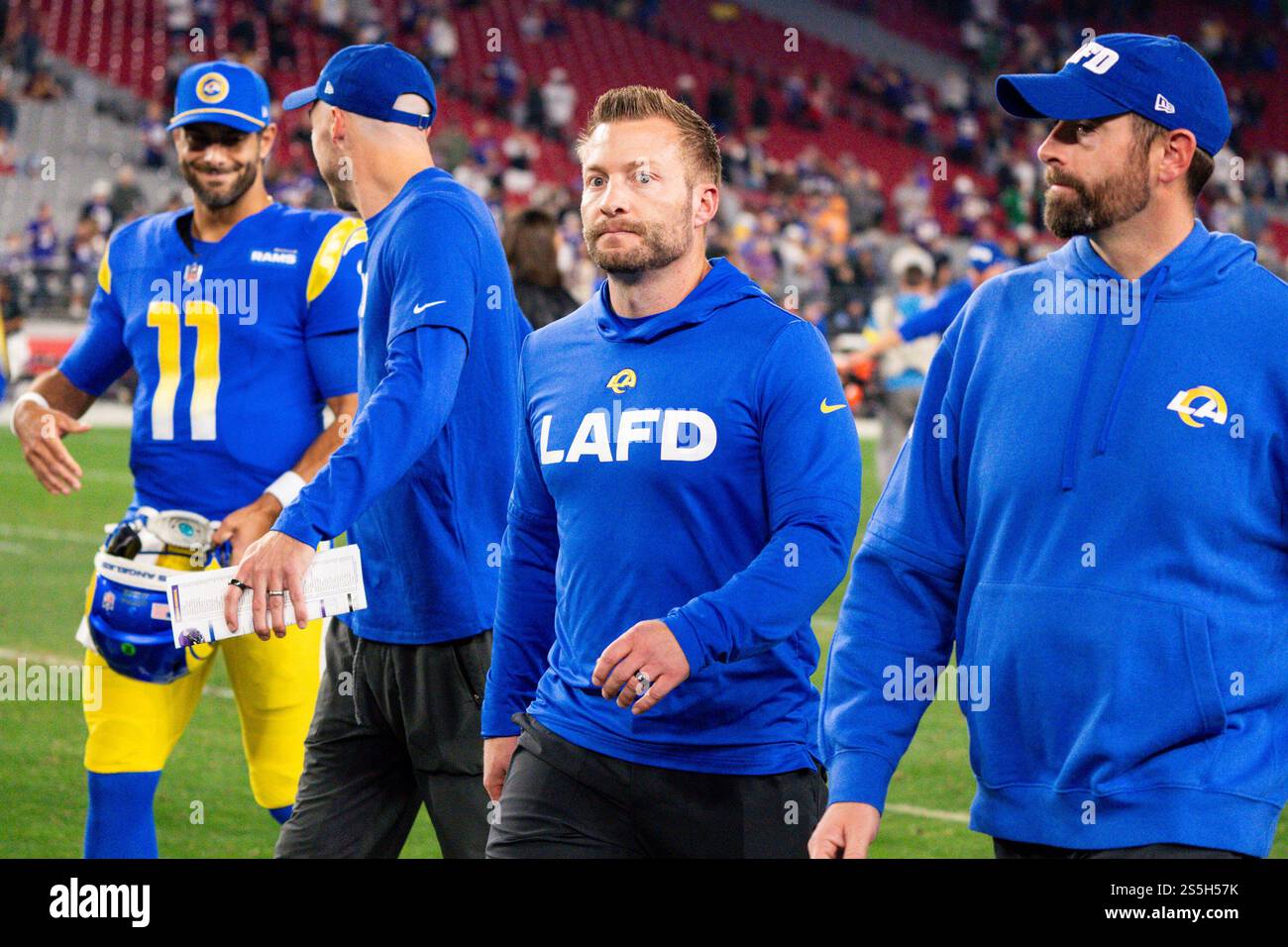 Los Angeles Rams Head Coach Sean McVay after winning an NFL football ...