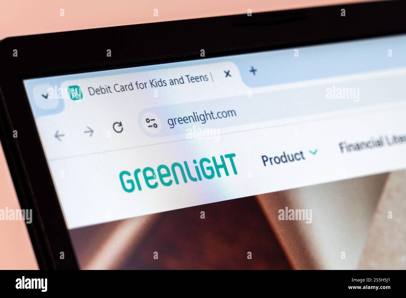 New York, USA - January 10, 2025: Greenlight debit card and financial ...