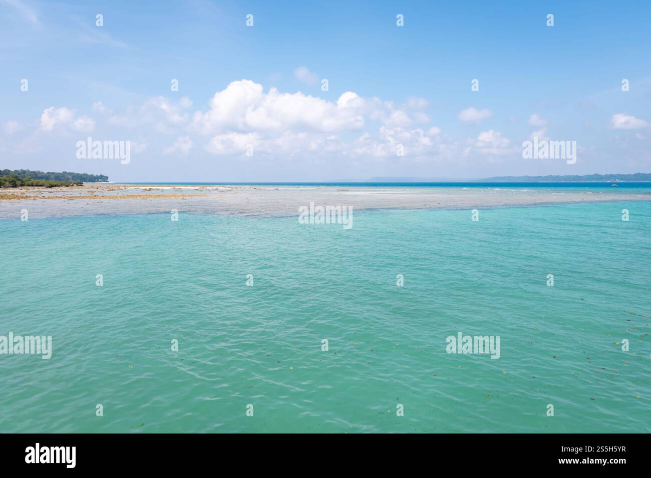 Pristine Coastal Scene with Clear Waters and Bright Sky image is taken ...