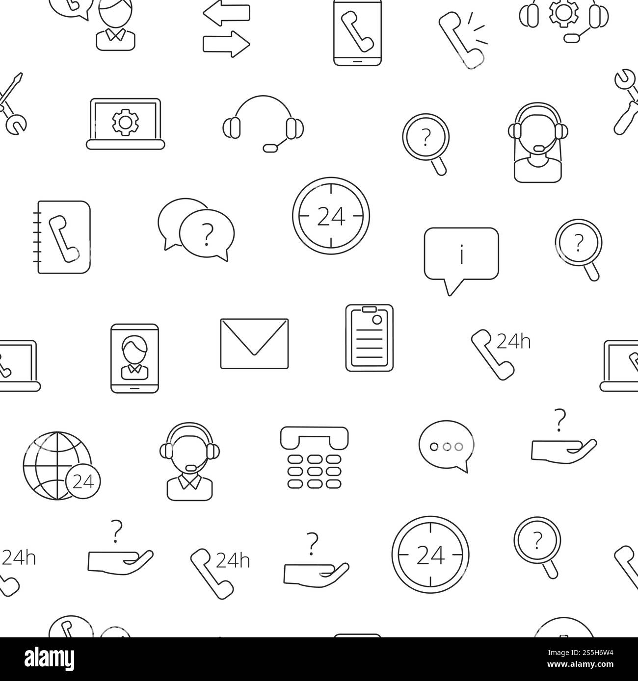 Vector line call support center icons pattern or background ...