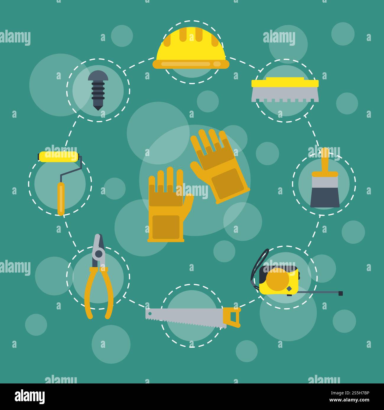 Vector flat construction tools infographic concept illustration ...