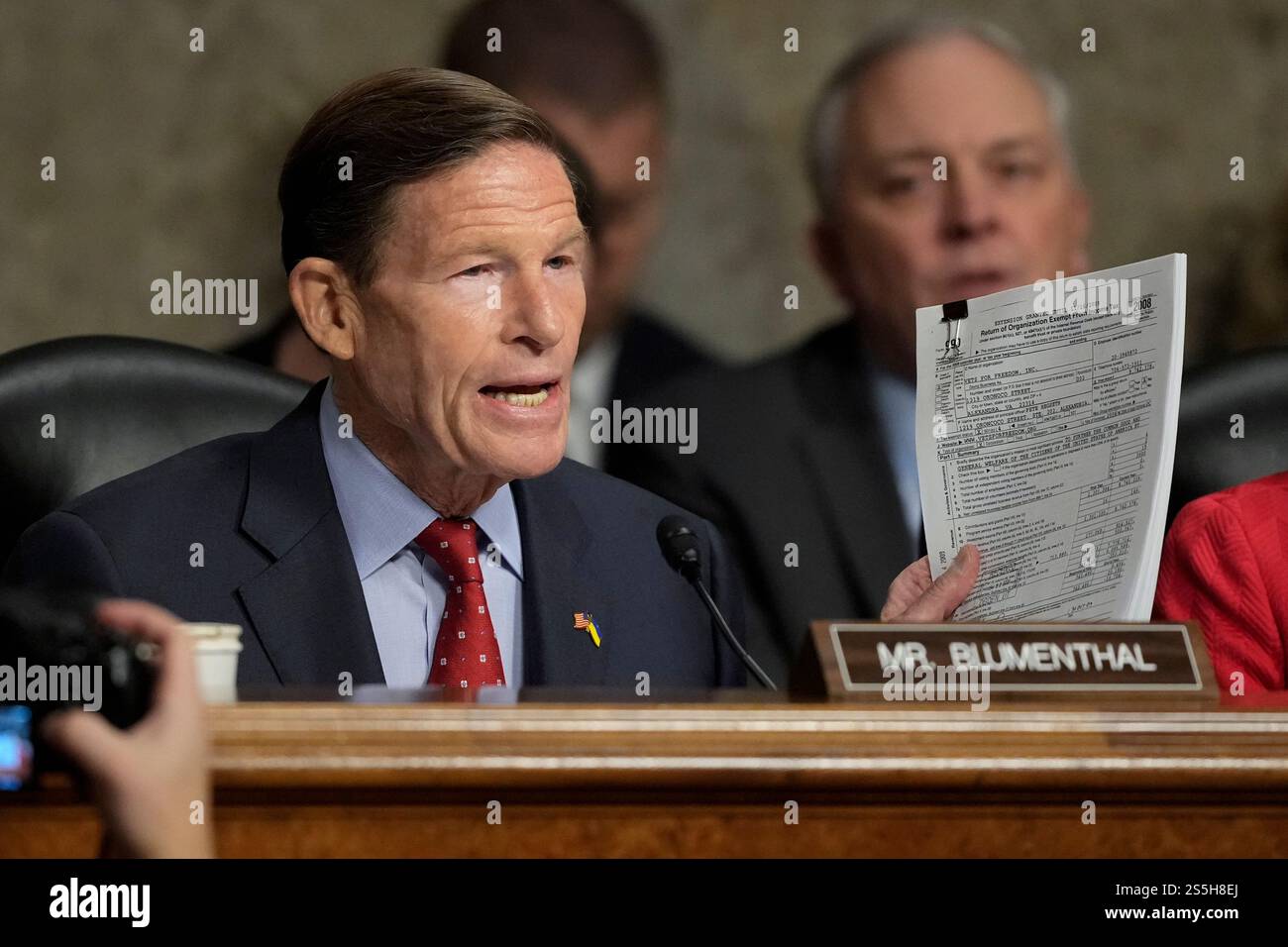 Sen. Richard Blumenthal, D-Ct., speaks during the Senate Armed Services ...