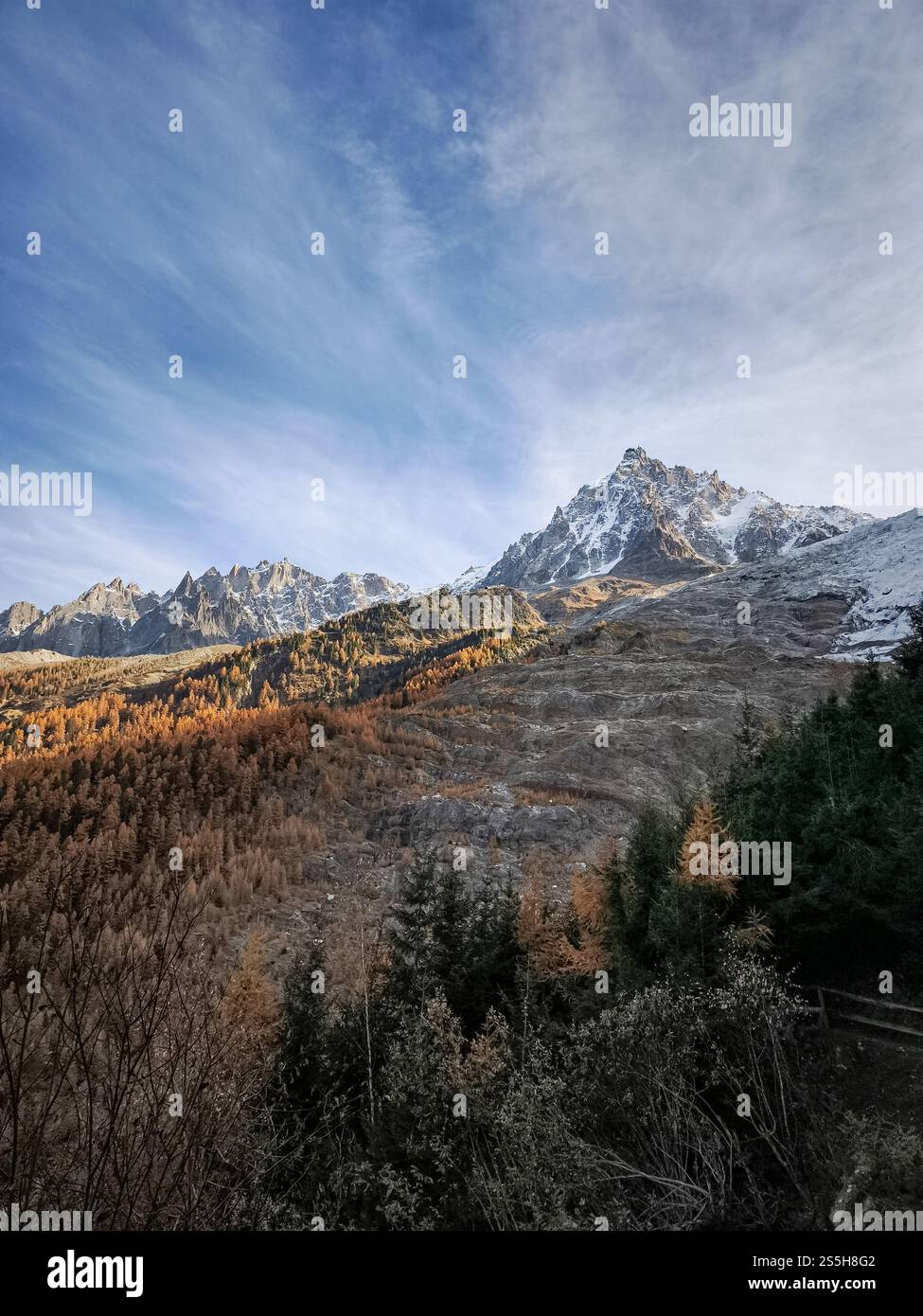 Stunning autumnal colors paint the slopes of the french alps Mont Blanc ...