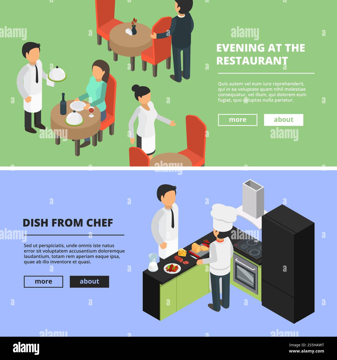 Restaurant interior. Food kitchen bar cafe showcase eating room dinning ...