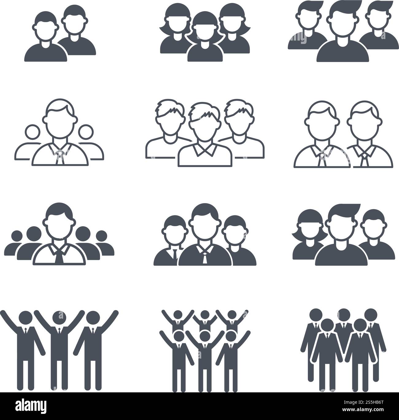 Business team symbols. People corporate crowd employee silhouettes ...