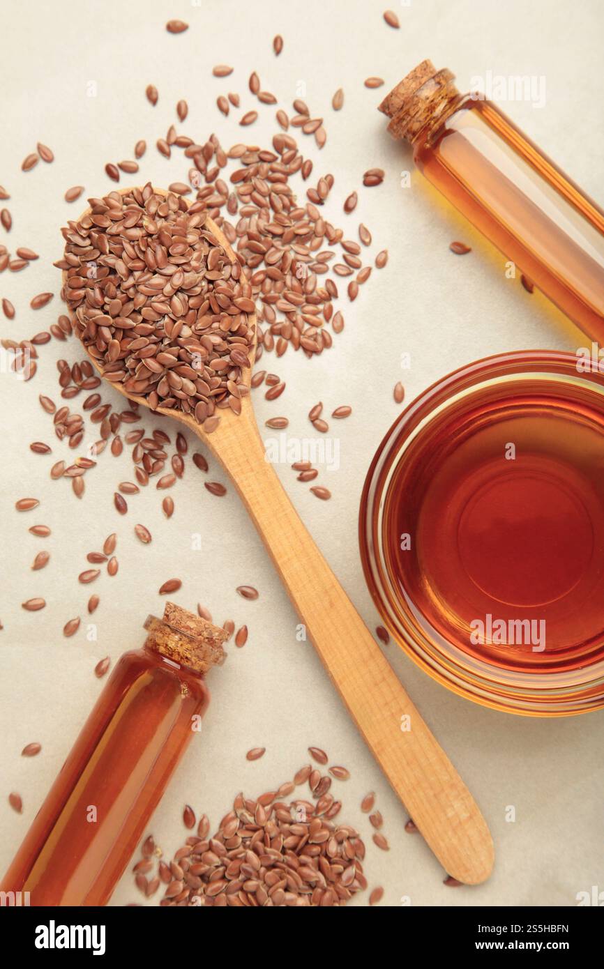 Flaxseeds flaxseed oil in hi-res stock photography and images - Alamy