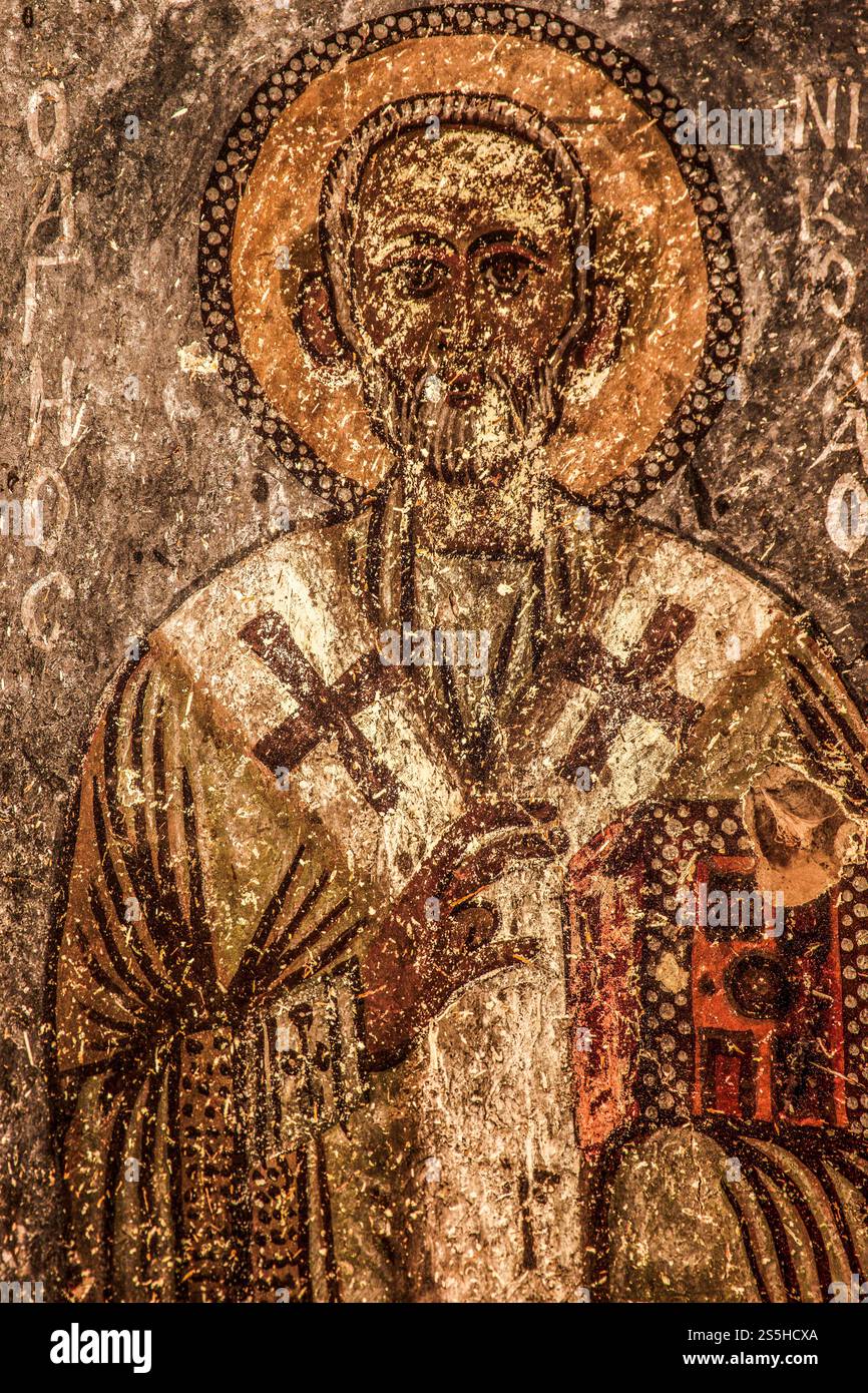 Fresco painting, Yilanli Church, 9th century, (Serpent Church), temple ...