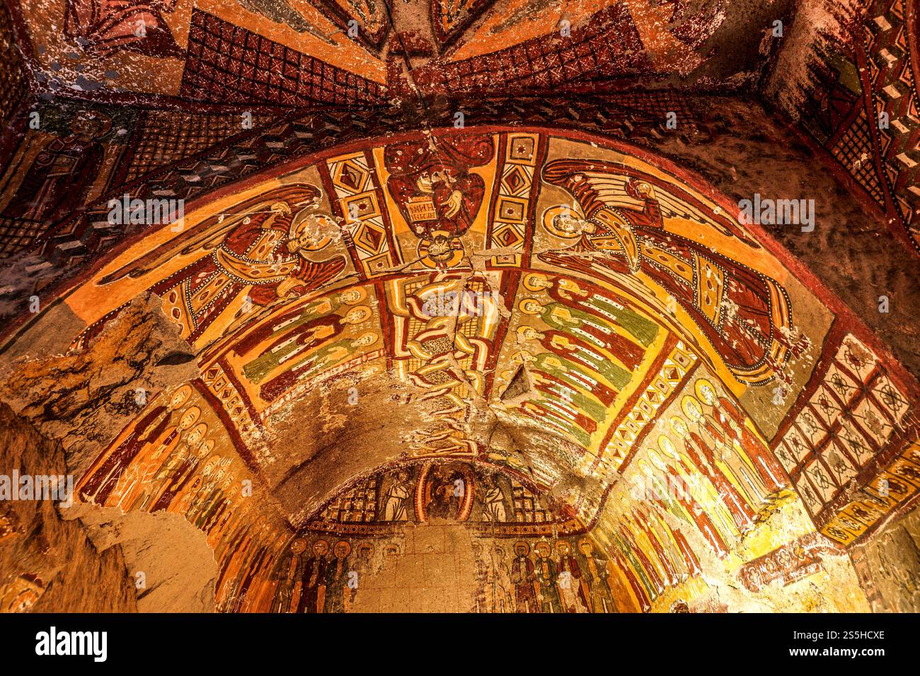 Fresco painting, Yilanli Church, 9th century, (Serpent Church), temple ...