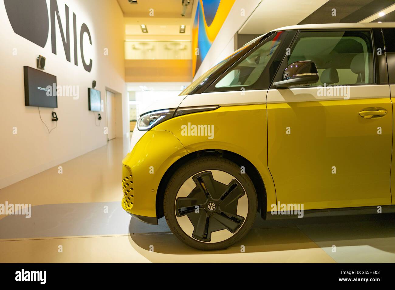 classic yellow electric bus Volkswagen ID Buzz, Old-school cool meets ...