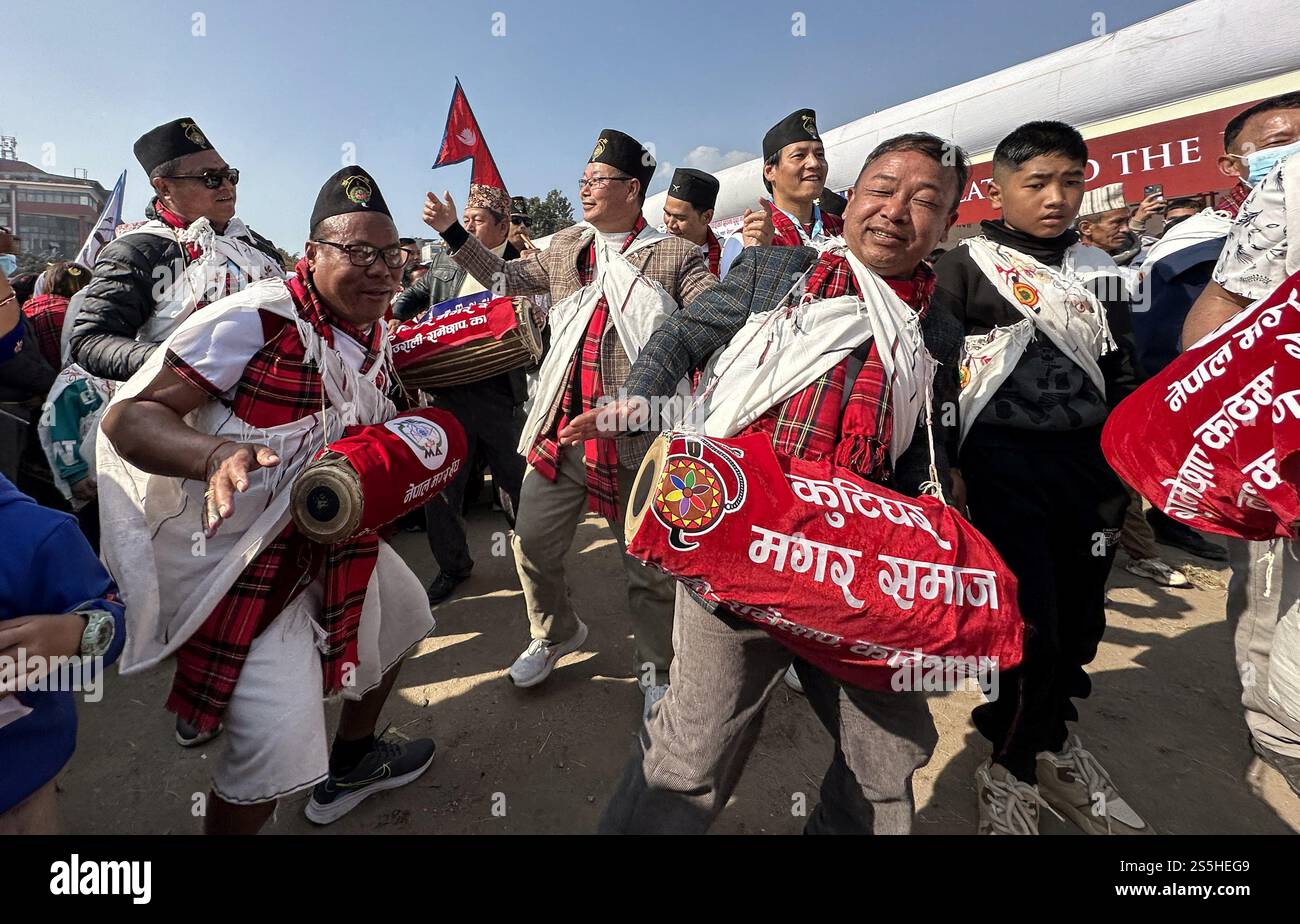 January 14, 2025: Kathmandu, Nepal: People from Magar community perform ...