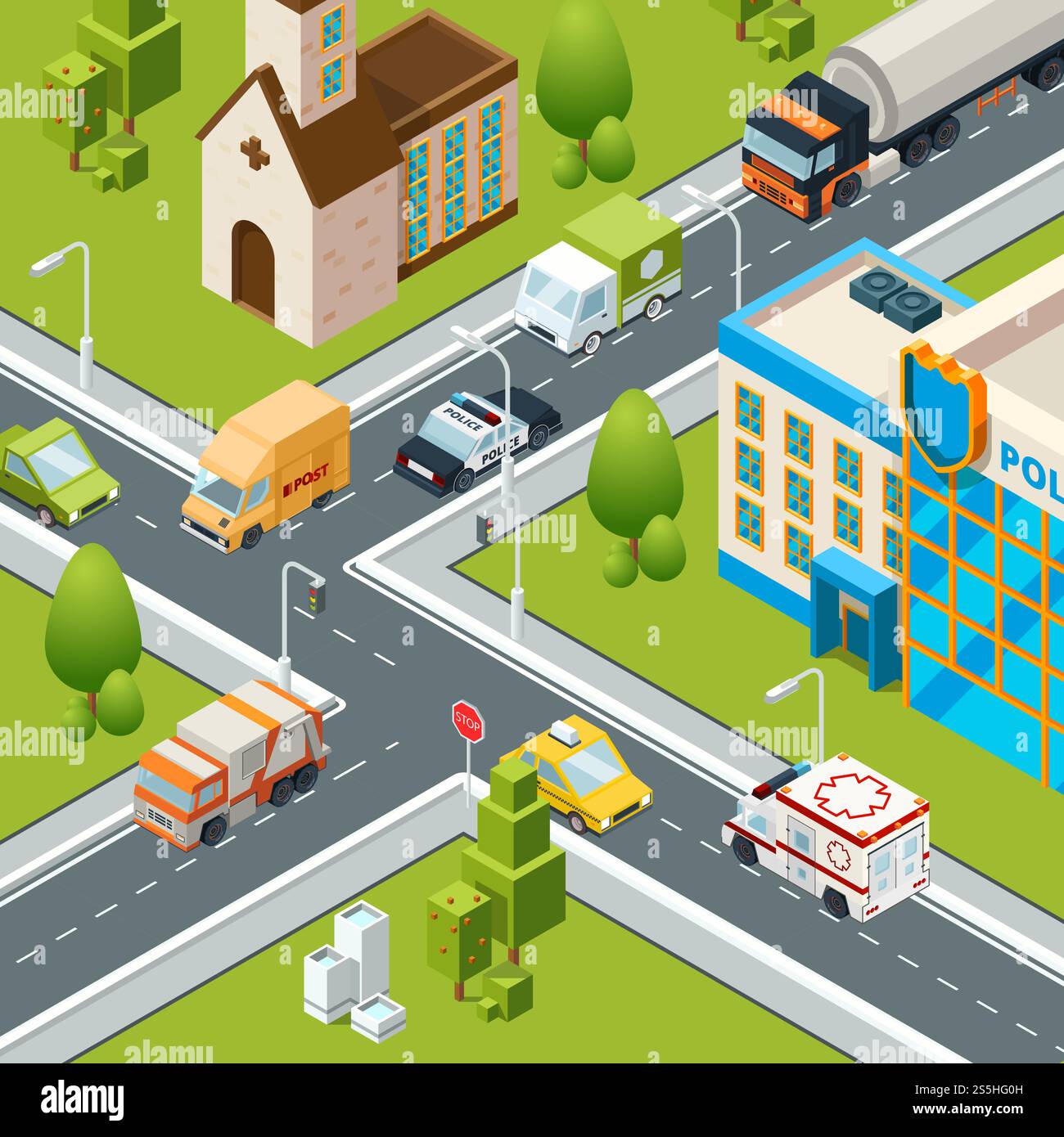 City crossroad traffic. Intersects cars moving crossing road safety ...