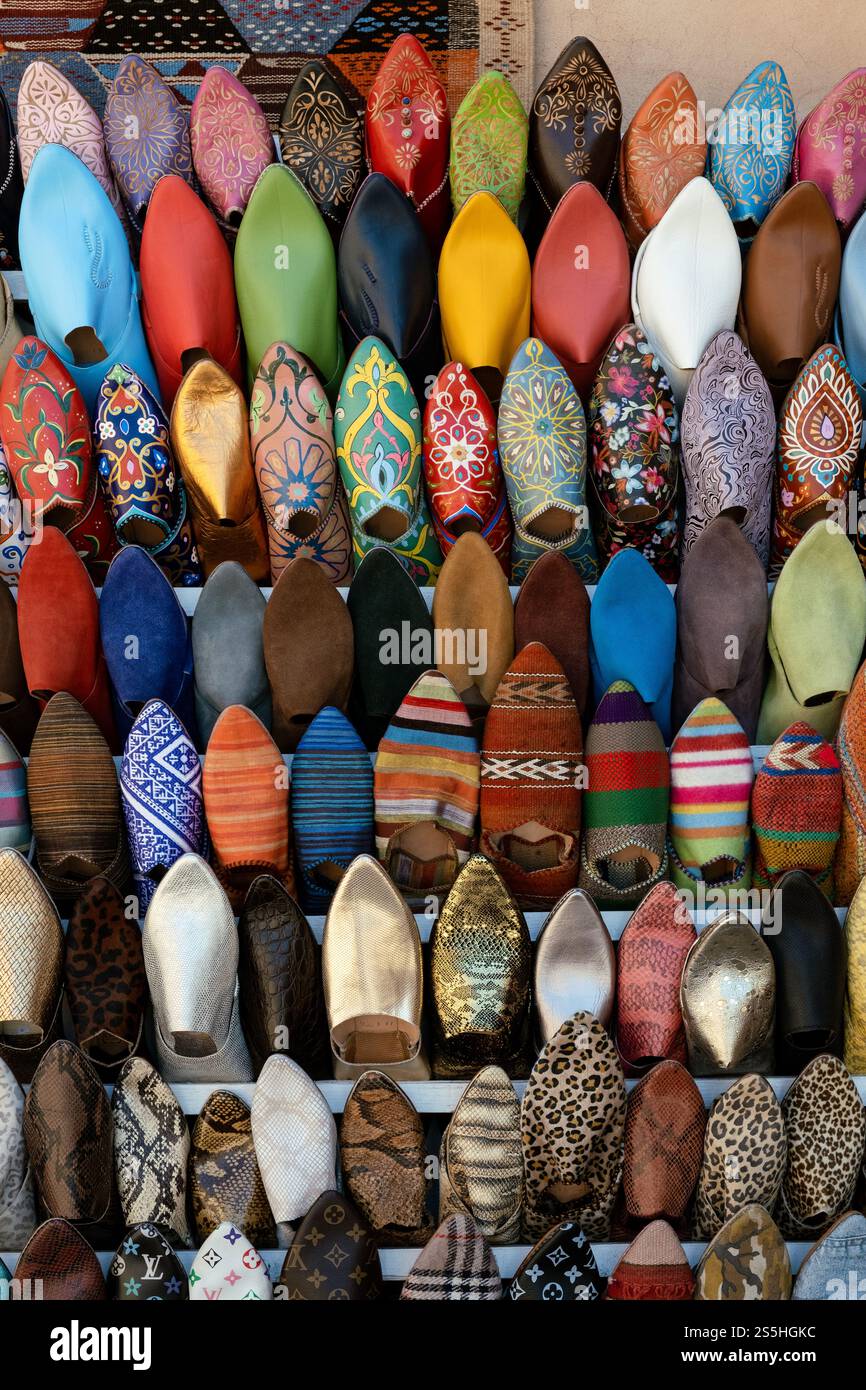 Traditional arabic style loafers of colors in the streets of the ...