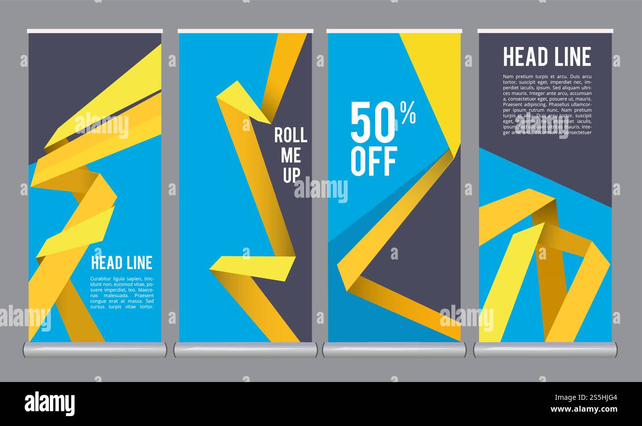 Vertical banners template. Mall roll up office presentation advertizing ...