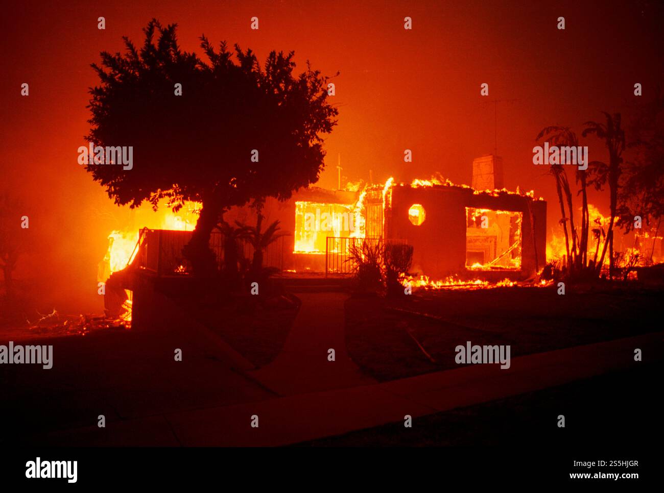 Altadena, USA. 08th Jan, 2025. The Palisades and Eaton fire captured ...