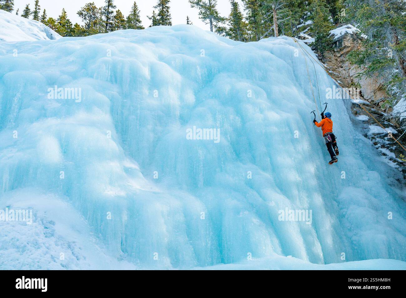 Alberta, Canada, ice, ice climber, Jasper National Park, Tangle Falls ...