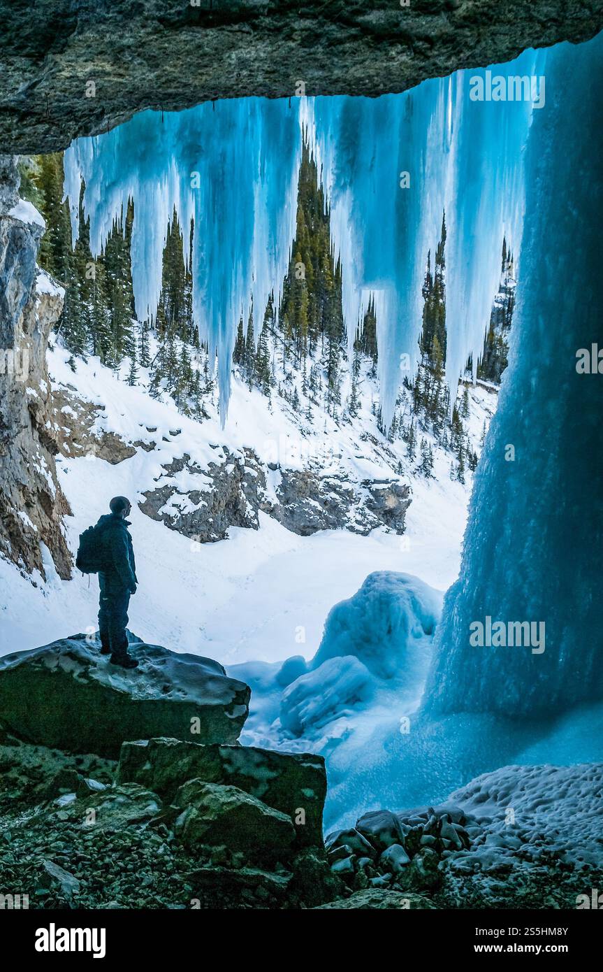 Frozen Panther Falls, winter, Banff National Park, Alberta, Canada ...
