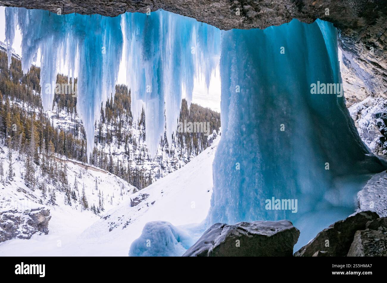 Frozen Panther Falls, winter, Banff National Park, Alberta, Canada ...