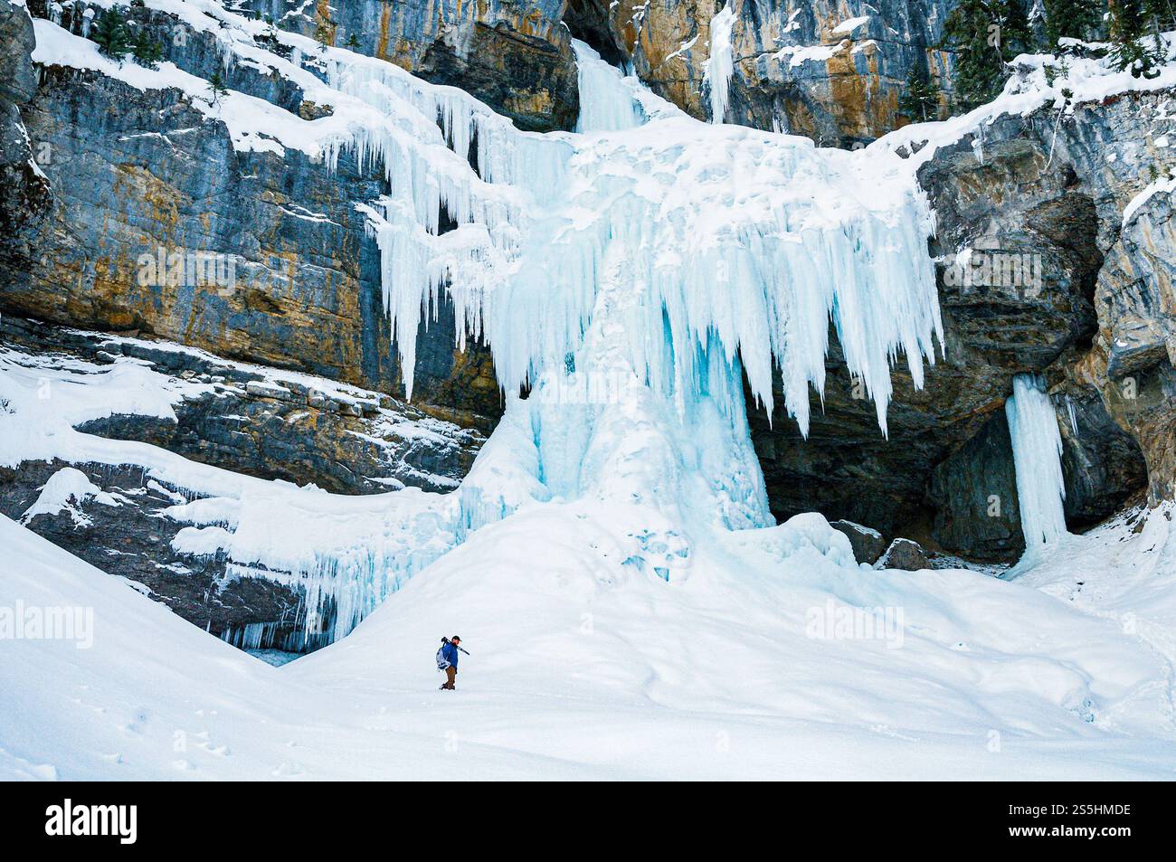 Panther Falls, frozen in winter, Banff National Park, Alberta, Canada ...