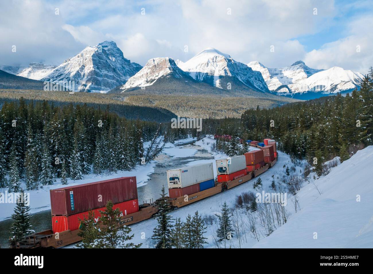 Freight Train at Morant's curve, Banff National Park, Alberta, Canada Stock Photo - Alamy