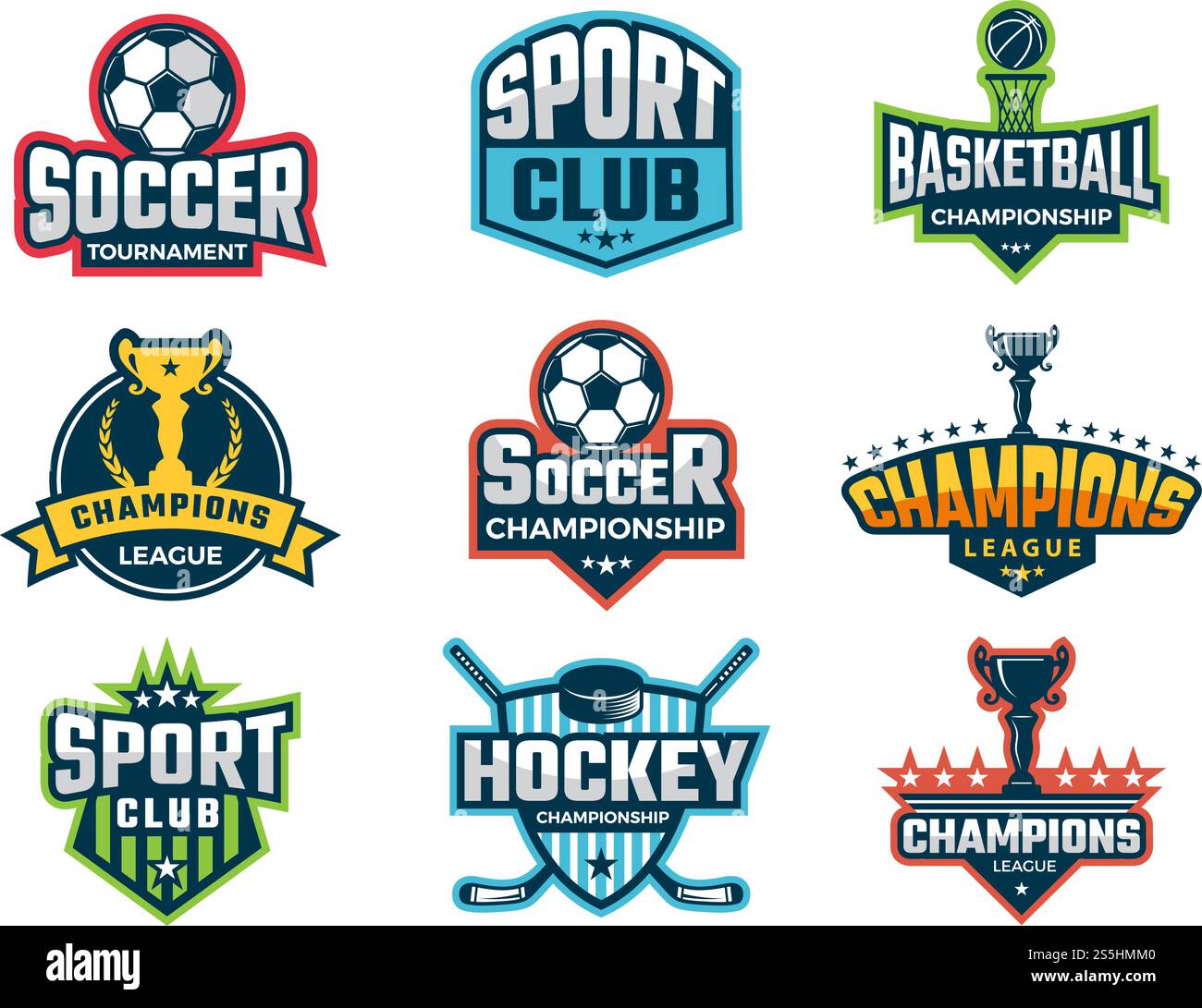 Sport emblem. Super star world cup competition badges logos and vector ...