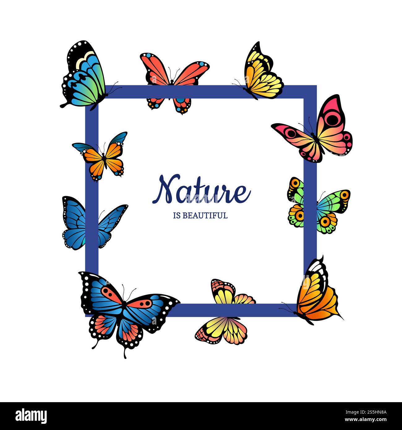 Vector decorative butterflies flying frame with place for text ...
