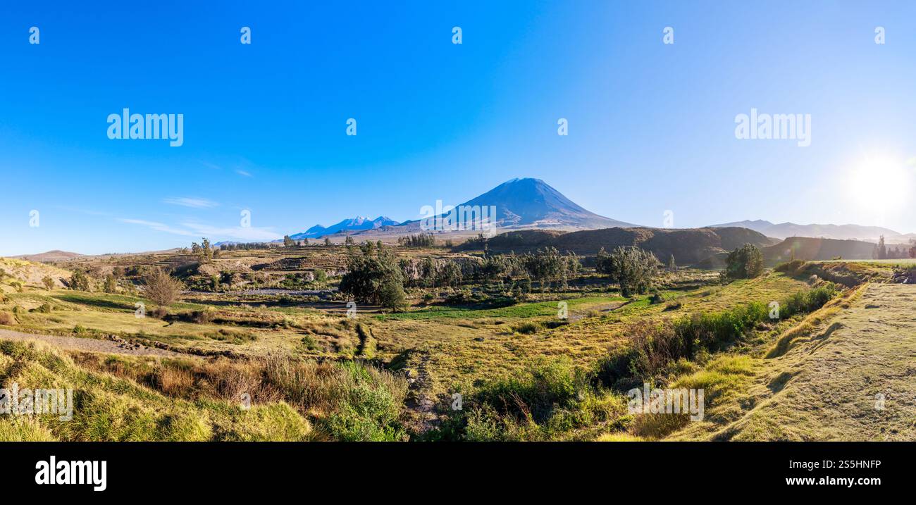 Panoramic landscape of Misti volcano in Arequipa, Peru Stock Photo - Alamy