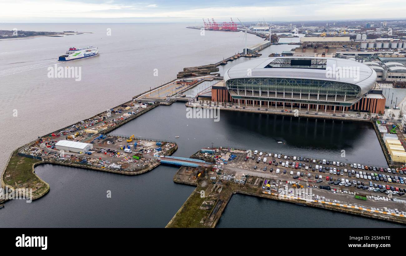 Liverpool, UK. 14th Jan, 2025. Aerial view from drone of the new ...