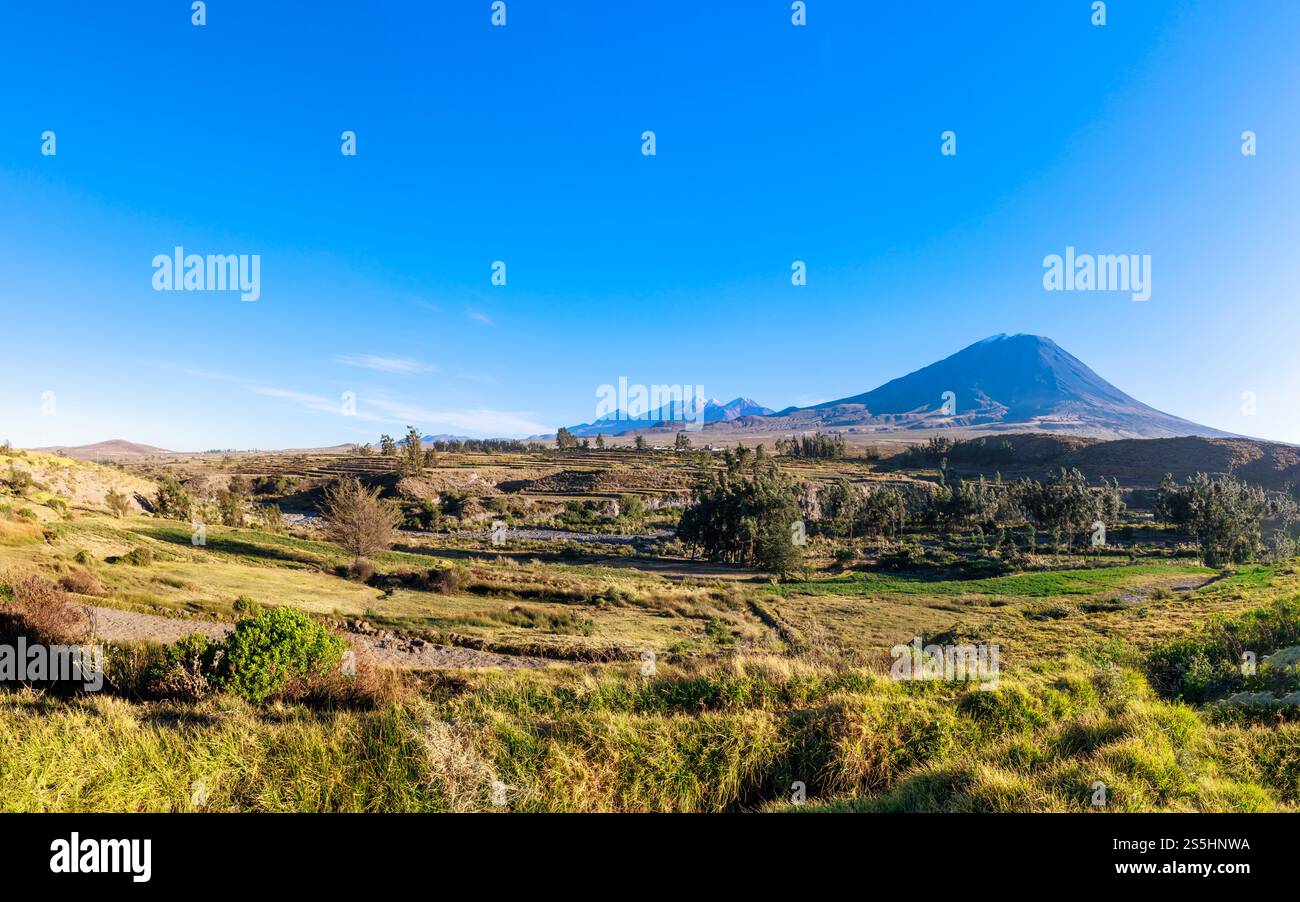 Panoramic landscape of Misti volcano in Arequipa, Peru Stock Photo - Alamy