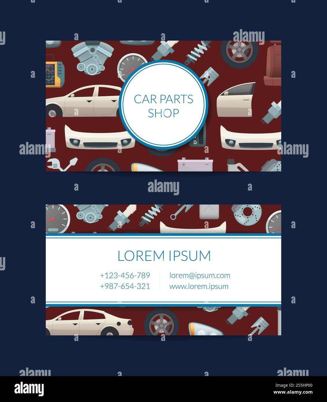 Vector car parts business card template illustration for service ...