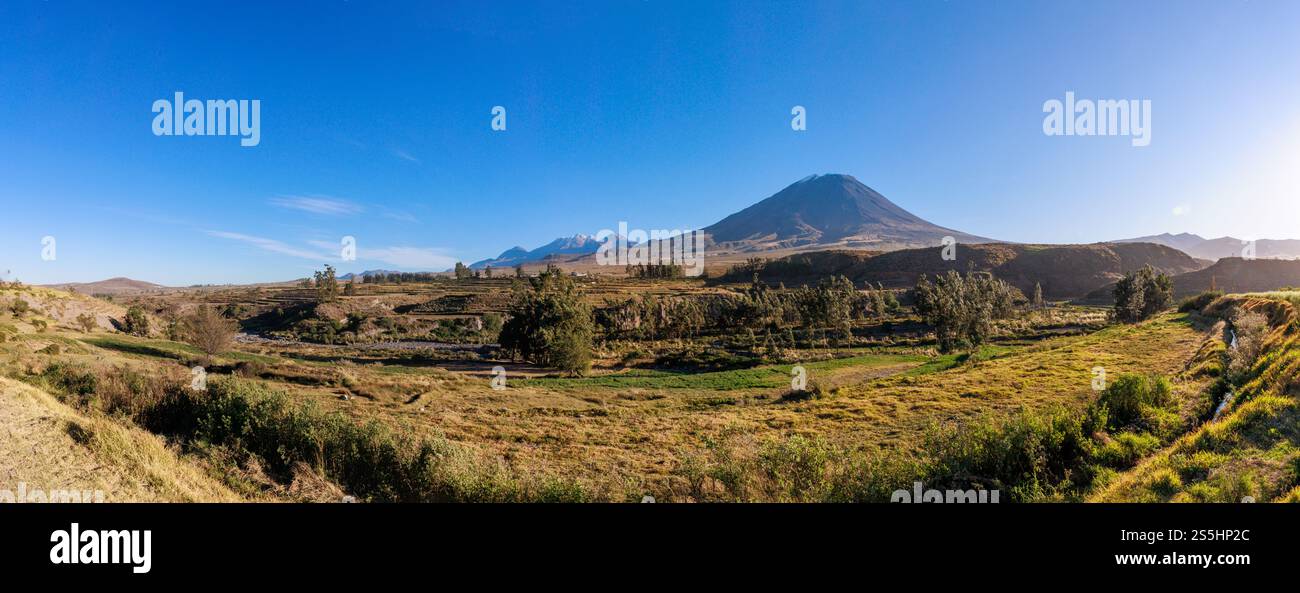 Panoramic landscape of Misti volcano in Arequipa, Peru Stock Photo - Alamy