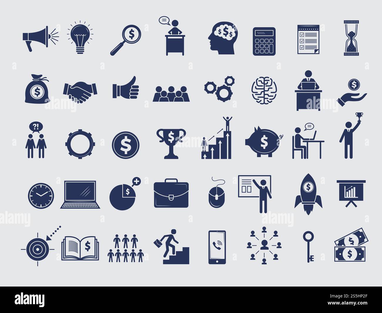 Business symbols collection. Diagram money managers at work bag ...