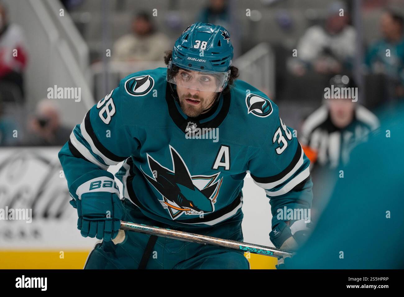 San Jose Sharks defenseman Mario Ferraro during an NHL hockey game ...