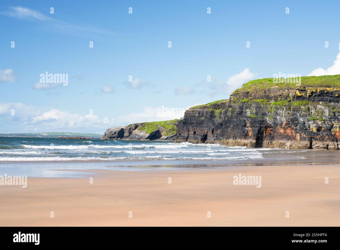 Scenic view of Ballybunion Beach and cliffs in County Kerry, Ireland ...